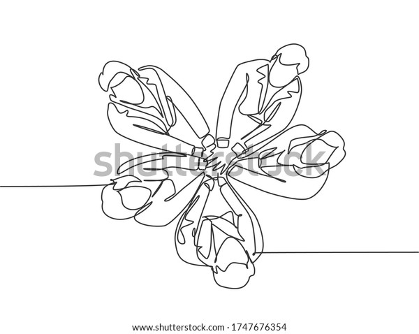 Top View Single Line Drawing Businessmen Stock Vector (Royalty Free ...