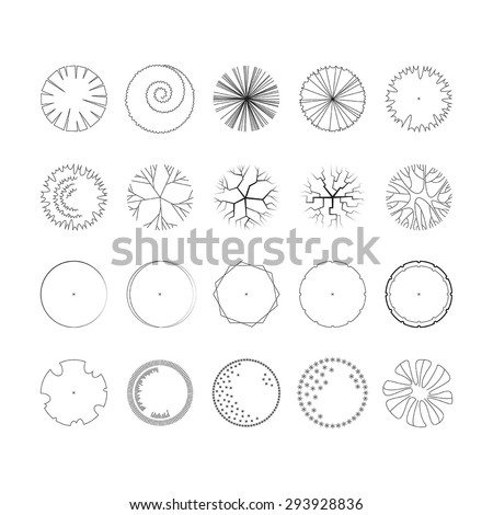 Top View Tree Symbols Landscape Plans Stock Vector (Royalty Free ...