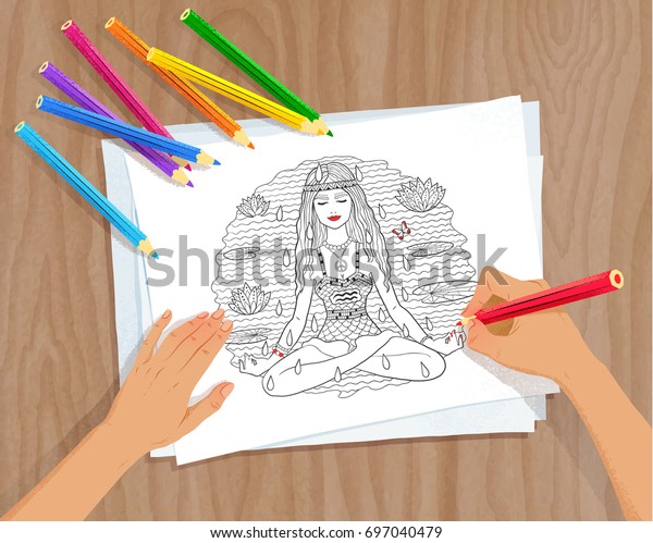 Top View Vector Illustration Female Hands Stock Vector (Royalty Free ...