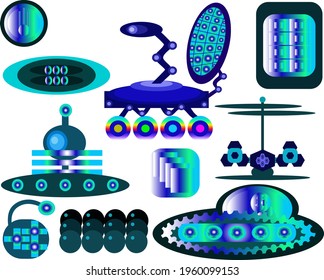 Topics Space Research Set Spacecraft Icons Stock Vector (Royalty Free ...