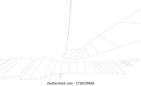 Topographic Drawing Landscape 3d Visualization Architectural Stock ...