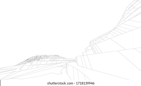 Topographic Drawing Landscape 3d Visualization Architectural Stock ...