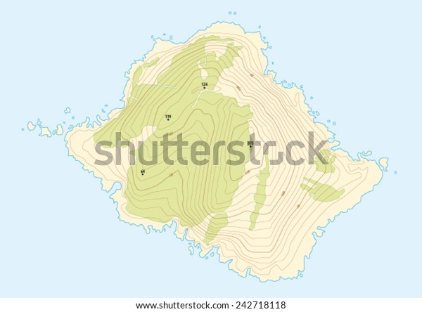 Topographic Map Fictional Island Stock Vector (Royalty Free) 242718118