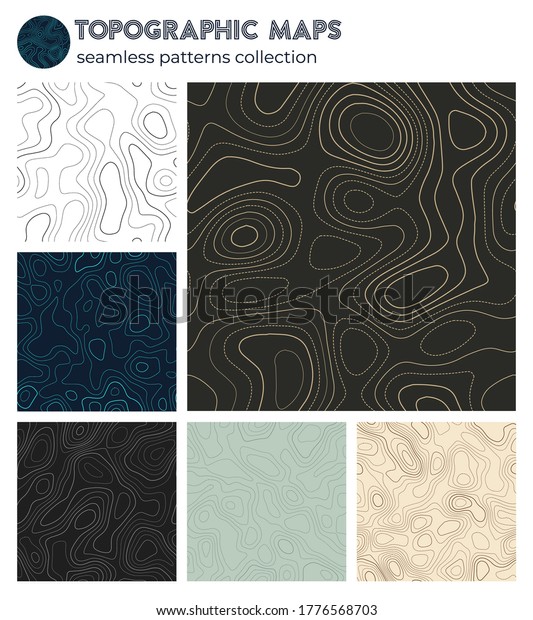 Topographic Maps Amazing Isoline Patterns Seamless Stock Vector ...