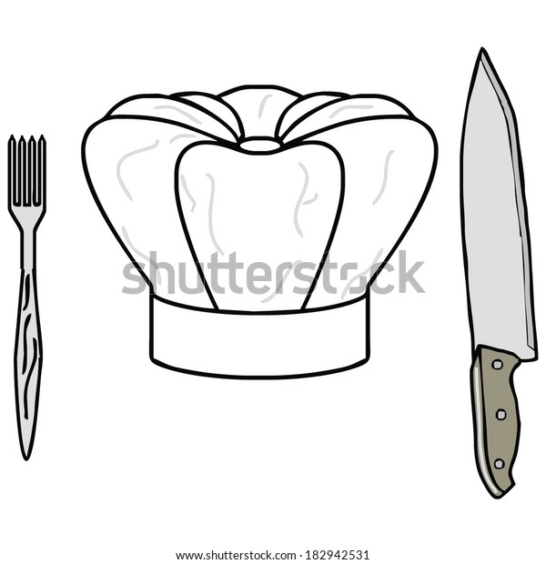 Toque Isolated Knife Fork Vector Illustration Stock Vector (Royalty ...