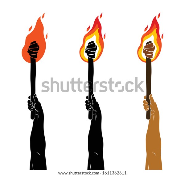 Torch Hand Raised Vector Illustration Prometheus Stock Vector (Royalty ...