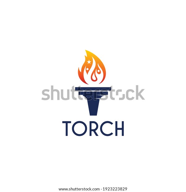 Torch Logo Two Human Symbols Stock Vector (Royalty Free) 1923223829
