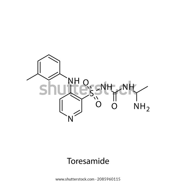 Toresamide Molecular Structure Flat Skeletal Chemical Stock Vector ...