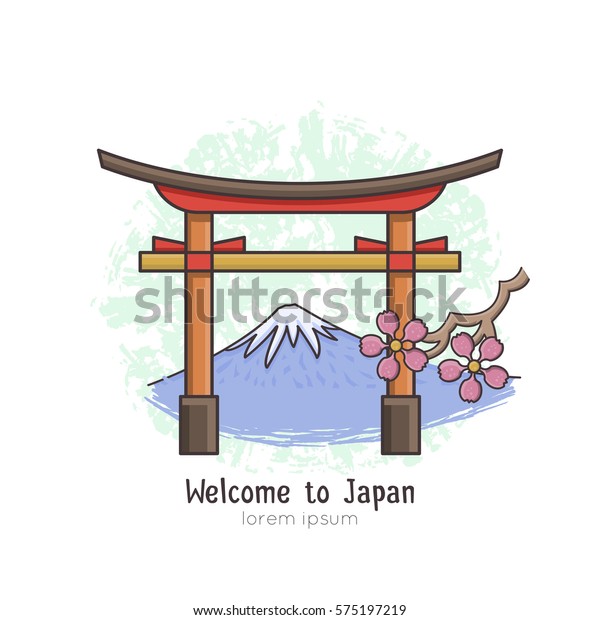Torii Fuji Vector Illustration All Objects Stock Vector (Royalty Free ...