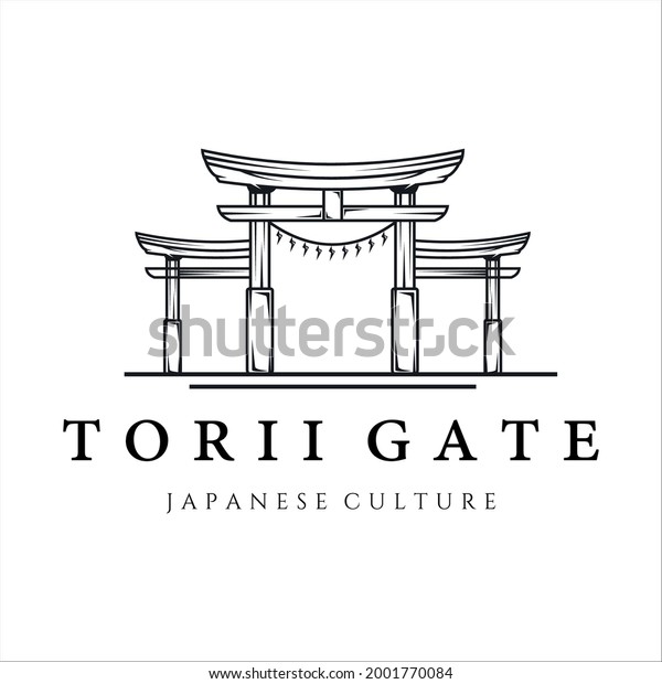 Torii Gate Line Art Vintage Minimalist Stock Vector (Royalty Free ...