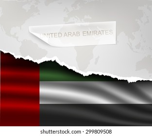 Vektor Stok Torn Paper Shadows Arab Emirates Flag (Tanpa Royalti ...