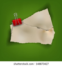 Torn Piece Old Paper Clip Green Stock Vector (Royalty Free) 148873427 ...