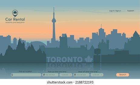 Toronto Canada City Skyline Vector Background Stock Vector (Royalty ...