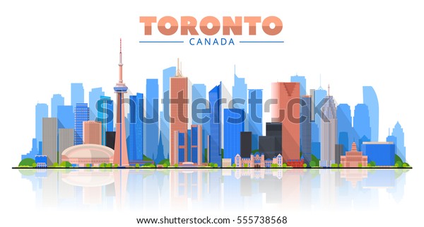 Toronto Canada City Skyline Vector Background Stock Vector (Royalty ...
