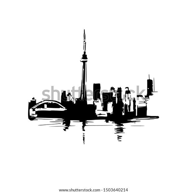 Toronto Skyline Vector Silhouette Illustration Black Stock Vector ...