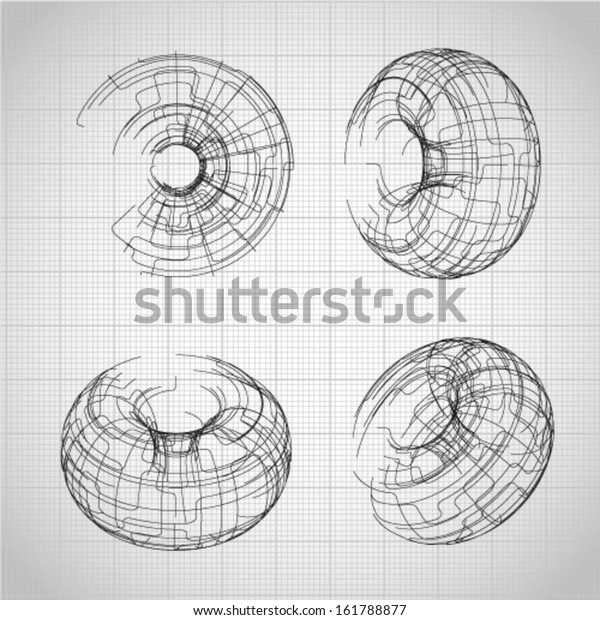 Torus Different Angles Sketch Technique Vector 스톡 벡터(로열티 프리) 161788877 ...