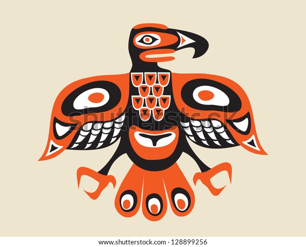Totem Bird Indigenous Art Stylization Stock Vector (Royalty Free) 128899256