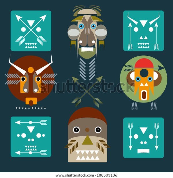 Totem Masks Vector Art Stock Vector (Royalty Free) 188503106 | Shutterstock
