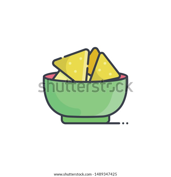 Totopos Filled Outline Vector Illustration Food Stock Vector (Royalty ...