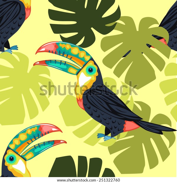Toucan Tropical Pattern Illustration Stock Vector (Royalty Free ...