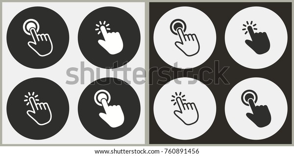 Touch Black White Vector Icons Round Stock Vector (Royalty Free ...