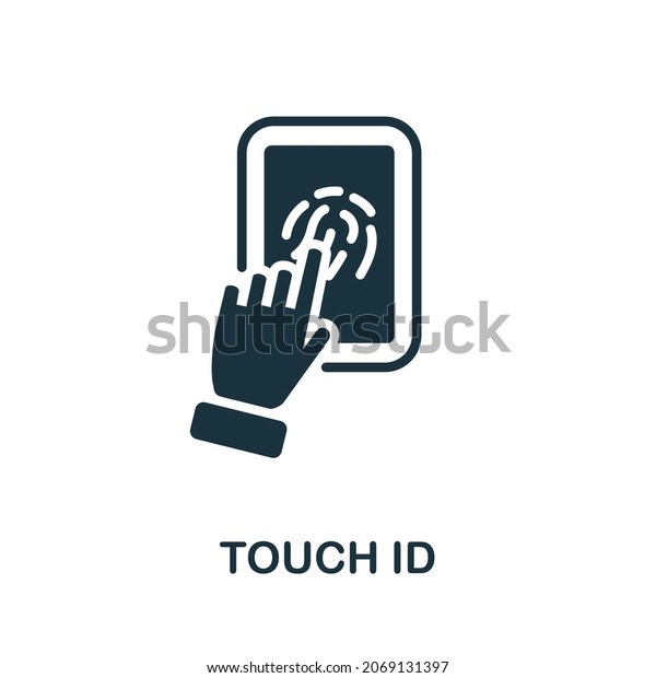 Touch Id Icon Monochrome Sign Technology Stock Vector (Royalty Free ...