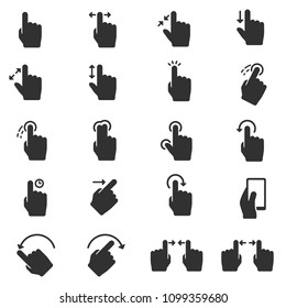 Touch Screen Gestures Monochrome Icons Set Stock Vector (Royalty Free ...