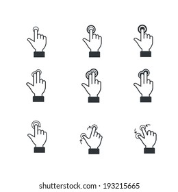 Touch Screen Hand Gestures Icons Stock Vector (Royalty Free) 193215665 ...
