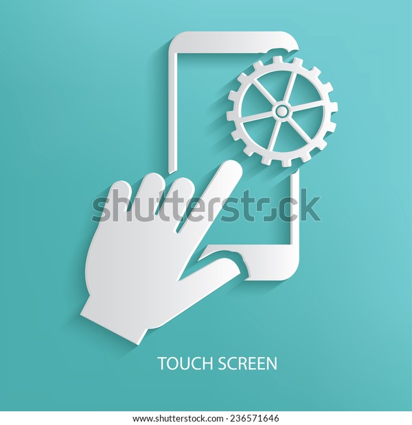 Touch Screen On Blue Backgroundclean Vector Stock Vector (Royalty Free ...