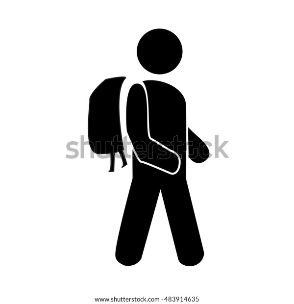 Tourist Backpacker Black Icon Stock Vector (Royalty Free) 483914635