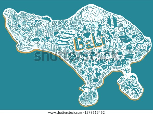 Tourist Map Bali Stock Vector (Royalty Free) 1279613452 | Shutterstock