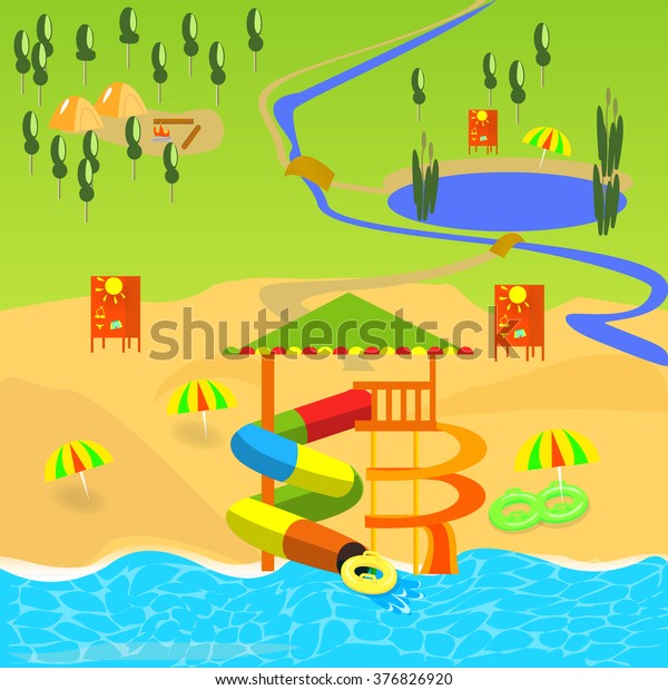Tourist Map Water Park Stock Vector (Royalty Free) 376826920 | Shutterstock