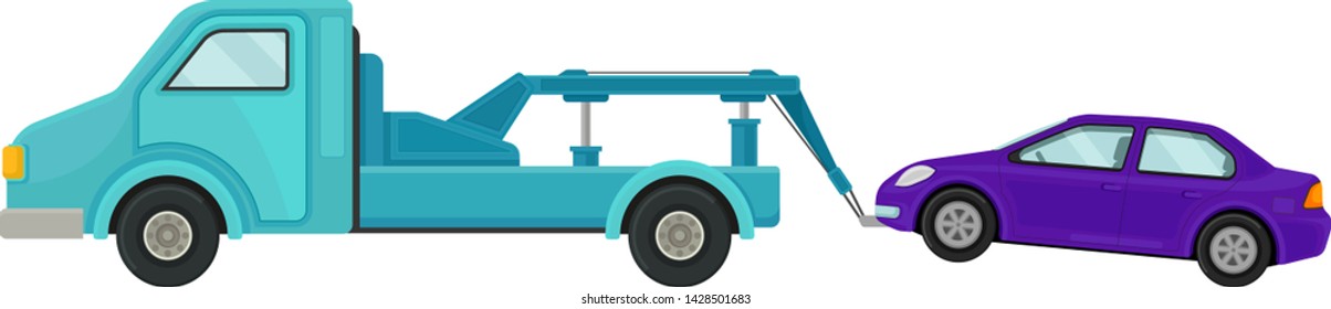 Tow Truck Pulls Car Vector Illustration Stock Vector (Royalty Free ...