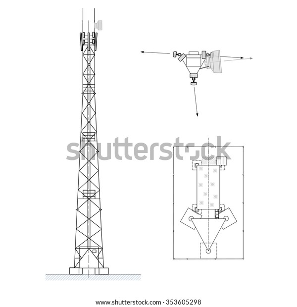 Tower Antennas Cellular Communication Microwave Cell Stock Vector ...