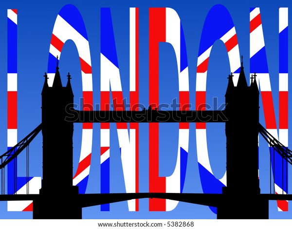 Tower Bridge London British Flag Text Stock Vector (Royalty Free ...
