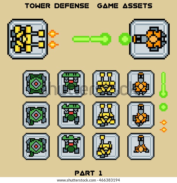 Tower Defense Game Assets Part 1 Stock Vector (Royalty Free) 466383194 ...