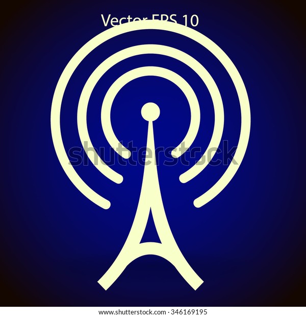 Tower Emits Radio Waves Vector: vector de stock (libre de regalías ...
