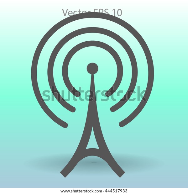 Tower Emits Radio Waves Vector Stock Vector (Royalty Free) 444517933 ...