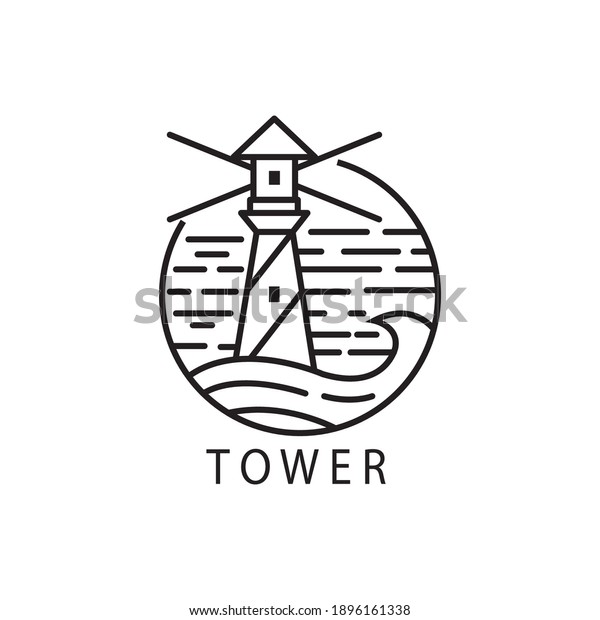 Tower Illustration Logo Outline Circle Symbol Stock Vector (Royalty ...