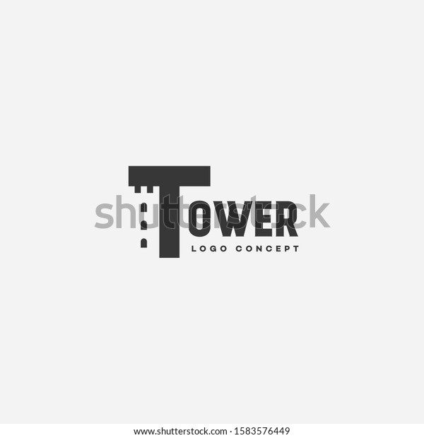 Tower Lettering Logo Design Template Stylized Stock Vector (Royalty ...