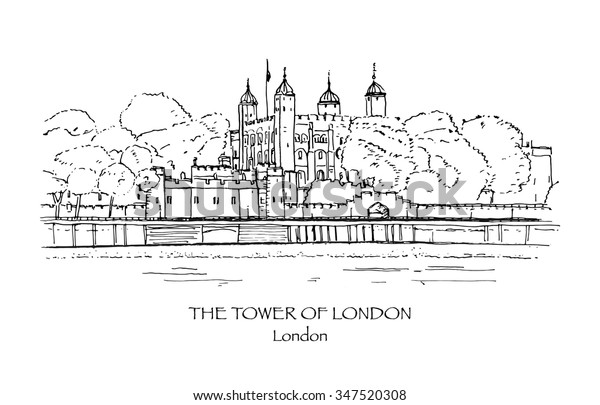 Tower London London Uk Hand Created Stock Vector (Royalty Free ...