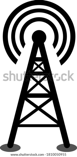 Tower Signals Icon Wireless Connection Transmitter Stock Vector ...