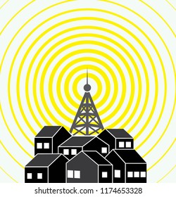 Tower Transmitter Illustration Stock Vector (Royalty Free) 1174653328 ...
