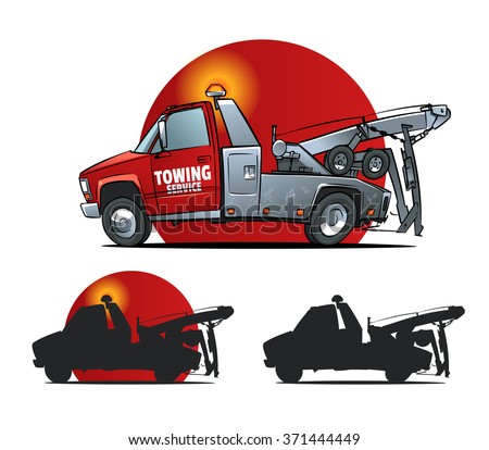 Towing Truck Side View Cartoon Illustration Stock Vector (Royalty Free ...
