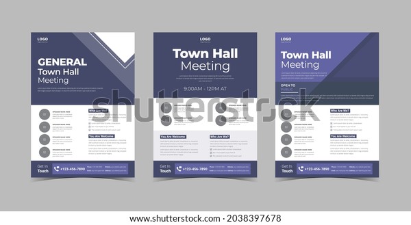 Town Hall Meeting Flyer Design Template Stock Vector (Royalty Free ...