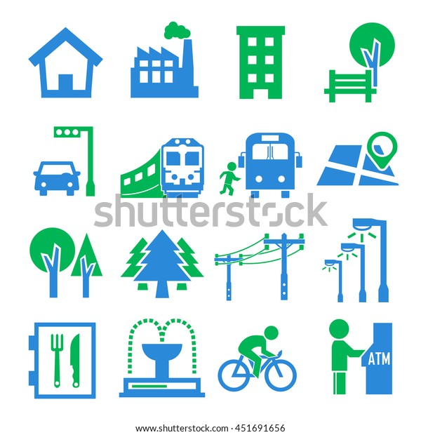 Town Icon Set Stock Vector (Royalty Free) 451691656 | Shutterstock