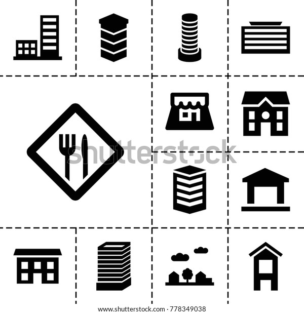 Town Icons Set 13 Editable Filled Stock Vector (Royalty Free) 778349038 ...