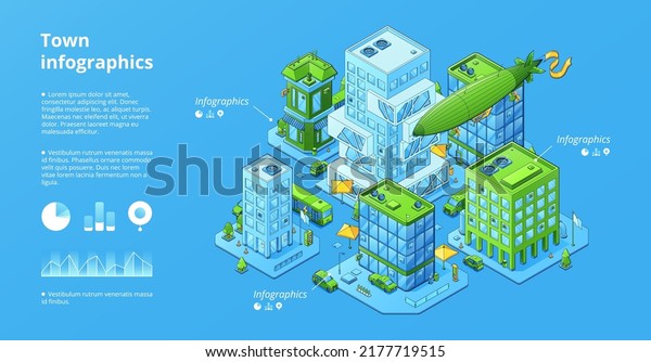 Town Infographics Poster Isometric Modern City 库存矢量图（免版税）2177719515 ...