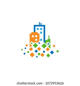 Town Pixel Logo Icon Design Stock Vector (Royalty Free) 1072953626 ...