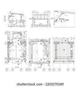 Townhouse Building Detailed Architectural Technical Drawing Stock ...